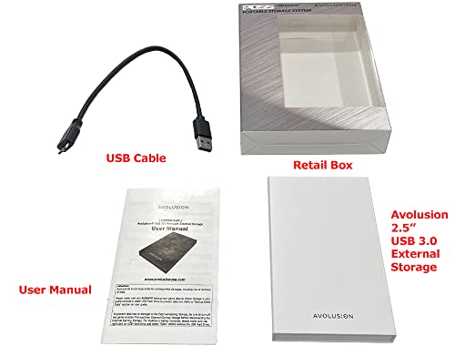 Avolusion HD250U3-WH 2TB USB 3.0 Portable External Gaming Hard Drive - White (for PS5, Pre-Formatted) - 2 Year Warranty