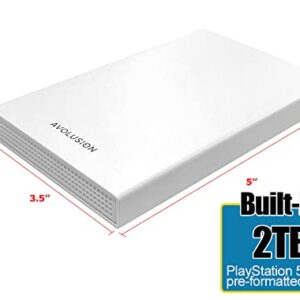 Avolusion HD250U3-WH 2TB USB 3.0 Portable External Gaming Hard Drive - White (for PS5, Pre-Formatted) - 2 Year Warranty