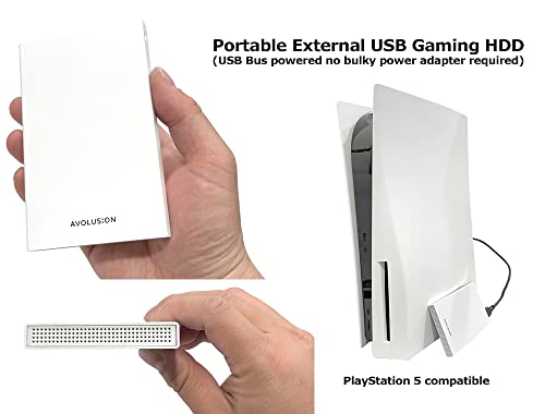 Avolusion HD250U3-WH 2TB USB 3.0 Portable External Gaming Hard Drive - White (for PS5, Pre-Formatted) - 2 Year Warranty