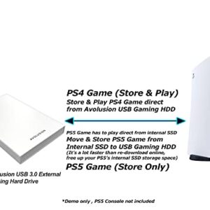 Avolusion HD250U3-WH 2TB USB 3.0 Portable External Gaming Hard Drive - White (for PS5, Pre-Formatted) - 2 Year Warranty