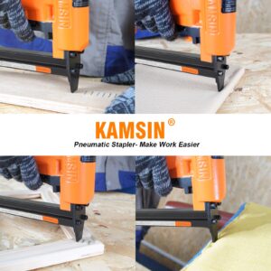 Kamsin KN7116 Pneumatic Upholstery Stapler for 70 Series Stapler, 3/8-Inch Leg Length Staples for 70 Series Stapler, Air Power Upholstery Staple Gun Fine Wire Stapler,Renovation, Furniture