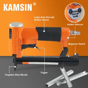 Kamsin KN7116 Pneumatic Upholstery Stapler for 70 Series Stapler, 3/8-Inch Leg Length Staples for 70 Series Stapler, Air Power Upholstery Staple Gun Fine Wire Stapler,Renovation, Furniture