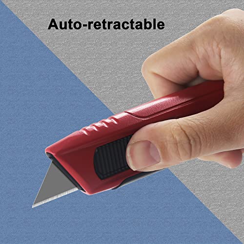 XW Auto-retractable Safety Box Cutter, Aluminum Alloy Utility Knife Self-retracting, 2-Pack