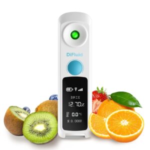 difluid digital brix refractometer 0-32% range brix meter, ±0.1% precision, 0.05% resolution, refractive index, waterproof, rechargeable, portable