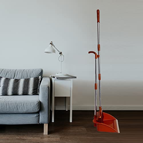 Broom and Dustpan Set for Home, Standing Dustpan with Teeth Broom with 49" Long Handle, Broom and Dustpan Combo for Office Home Kitchen Lobby Floor Cleaning Indoor Outdoor Use Broom and Dustpan