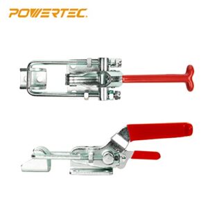 POWERTEC 20340V Heavy Duty Adjustable Latch-Action U Bolt Self-lock Toggle Clamp, 2000 lbs Capacity, 40341, 2PK