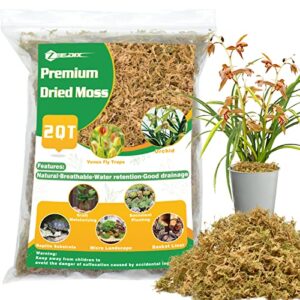 zeedix 2qt dried moss for potted plants terrarium decor plant natural sphagnum moss potting mix soil for carnivorous plant, orchid, sarracenia, succulent, reptiles