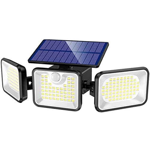 Fatpoom Solar Outdoor Lights, 180 LED 3000LM Solar Motion Sensor Light Outdoor, IP65 Waterproof Luces Solares para Exteriores with 3 Adjutable Head Wide Angle for Outside Garage Yard Patio 1Pack