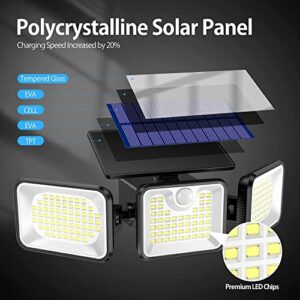 Fatpoom Solar Outdoor Lights, 180 LED 3000LM Solar Motion Sensor Light Outdoor, IP65 Waterproof Luces Solares para Exteriores with 3 Adjutable Head Wide Angle for Outside Garage Yard Patio 1Pack