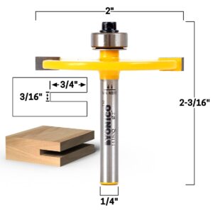 YONICO Slot Cutter Router Bit (3/16" Height - 3/4" Depth - 1/4" Shank)