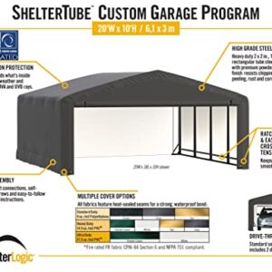 ShelterLogic ShelterTube Garage & Storage Shelter, 20' x 32' x 10' Heavy-Duty Steel Frame Wind and Snow-Load Rated Enclosure, Gray