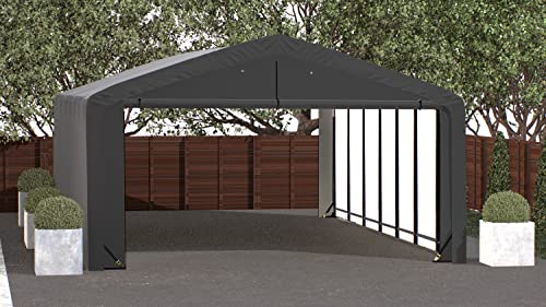 ShelterLogic ShelterTube Garage & Storage Shelter, 20' x 32' x 10' Heavy-Duty Steel Frame Wind and Snow-Load Rated Enclosure, Gray