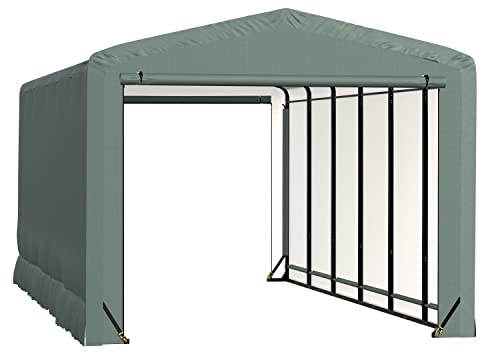 ShelterLogic ShelterTube Garage & Storage Shelter, 12' x 27' x 10' Heavy-Duty Steel Frame Wind and Snow-Load Rated Enclosure, Green