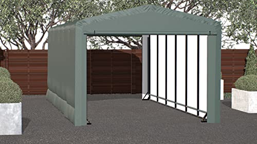 ShelterLogic ShelterTube Garage & Storage Shelter, 12' x 27' x 10' Heavy-Duty Steel Frame Wind and Snow-Load Rated Enclosure, Green