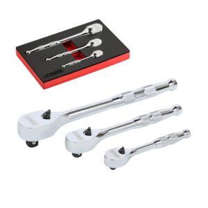 ares 42083-90-tooth ratchet set - ergonomic aluminum handles & reversible sealed head design