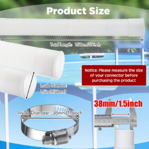 Saintrygo 4 Pcs 1.5 Inch Pool Hose for Above Ground Pools Diameter Pool Pump Replacement Hose 59 Inch Length Swimming Pool Hose with 8 Pcs Hose Clamps (White)