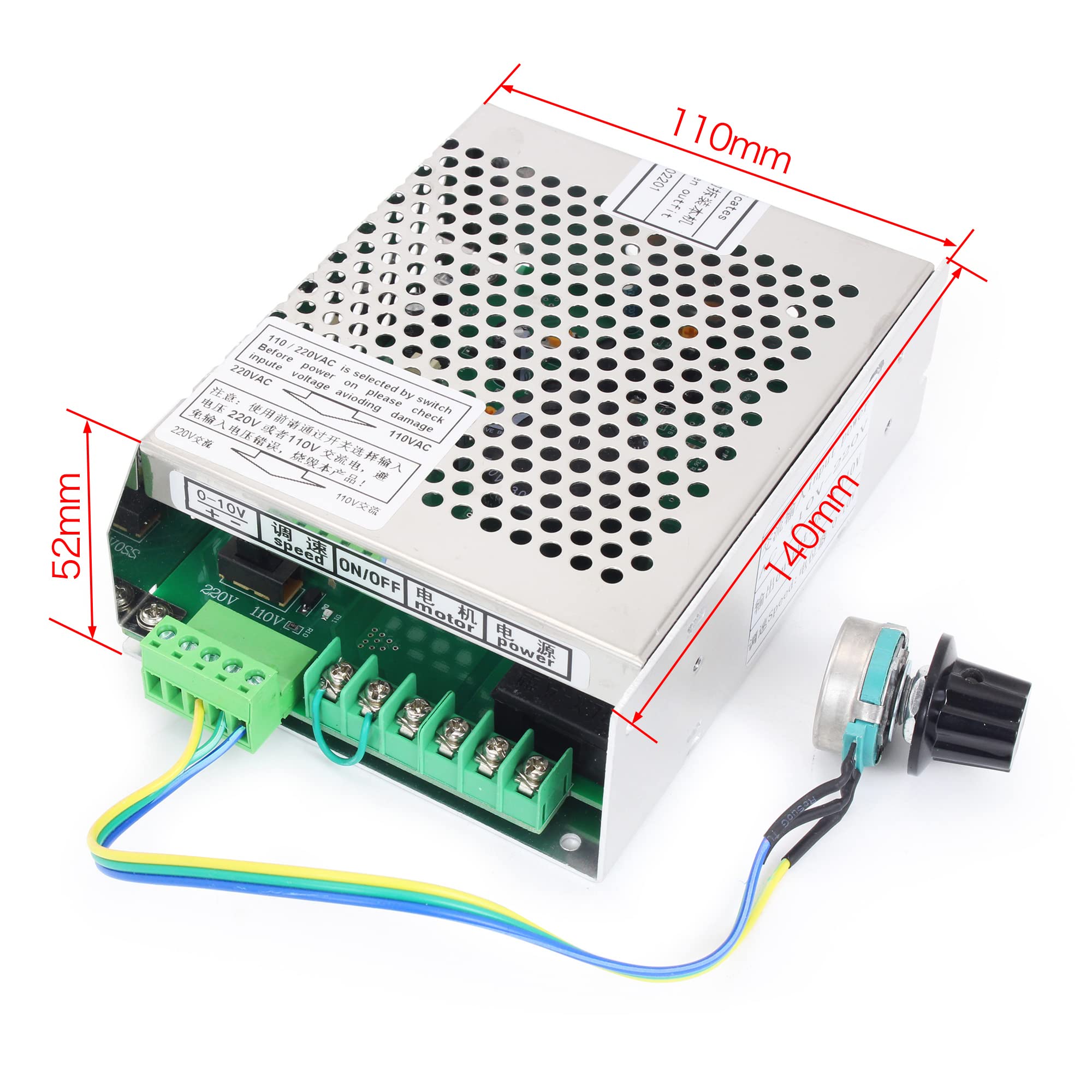 RATTMMOTOR 800W Spindle Motor Kit, 0.8KW 110V ER11 20000RPM 0.79NM Air Cooled DC Spindle Motor+Mach3 Fuction Motor Speed Controller Power Supply Converter AC110V/220V+52mm Mount Clamp for CNC Machine