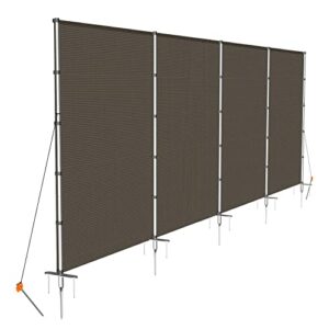 E&K Outdoor Privacy Screen Fence Freestanding Backyard Patio Privacy Pool Fencing Garden Dog Fence Removable with Stainless Steel Poles Ground Spikes Brown 6'x24'