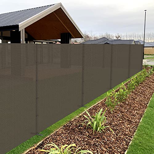 E&K Outdoor Privacy Screen Fence Freestanding Backyard Patio Privacy Pool Fencing Garden Dog Fence Removable with Stainless Steel Poles Ground Spikes Brown 6'x24'