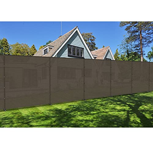 E&K Outdoor Privacy Screen Fence Freestanding Backyard Patio Privacy Pool Fencing Garden Dog Fence Removable with Stainless Steel Poles Ground Spikes Brown 6'x24'