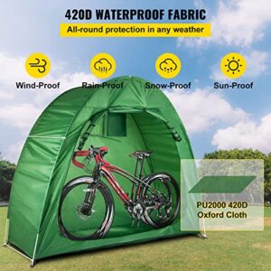 VEVOR Bike Cover Storage Tent, 420D Oxford Portable for 2 Bikes, Outdoor Waterproof Anti-Dust Bicycle Storage Shed, Heavy Duty for Bikes, Lawn Mower, and Garden Tools, w/ Carry Bag and Pegs, Green