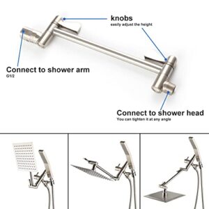 POP SANITARYWARE All Metal Shower Head with Handhled Brushed Nickel, Dual 8 Inch Shower Heads Combo with Adjustable Extension Arm, Smooth 3-Way Diverter, 59" Stainless Steel Hose