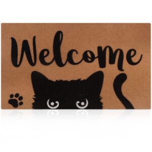 percozzi cat welcome doormat funny cat mat with non-slip backing indoor outdoor welcome door mat for entryway porch cat lover spring summer housewarming gift