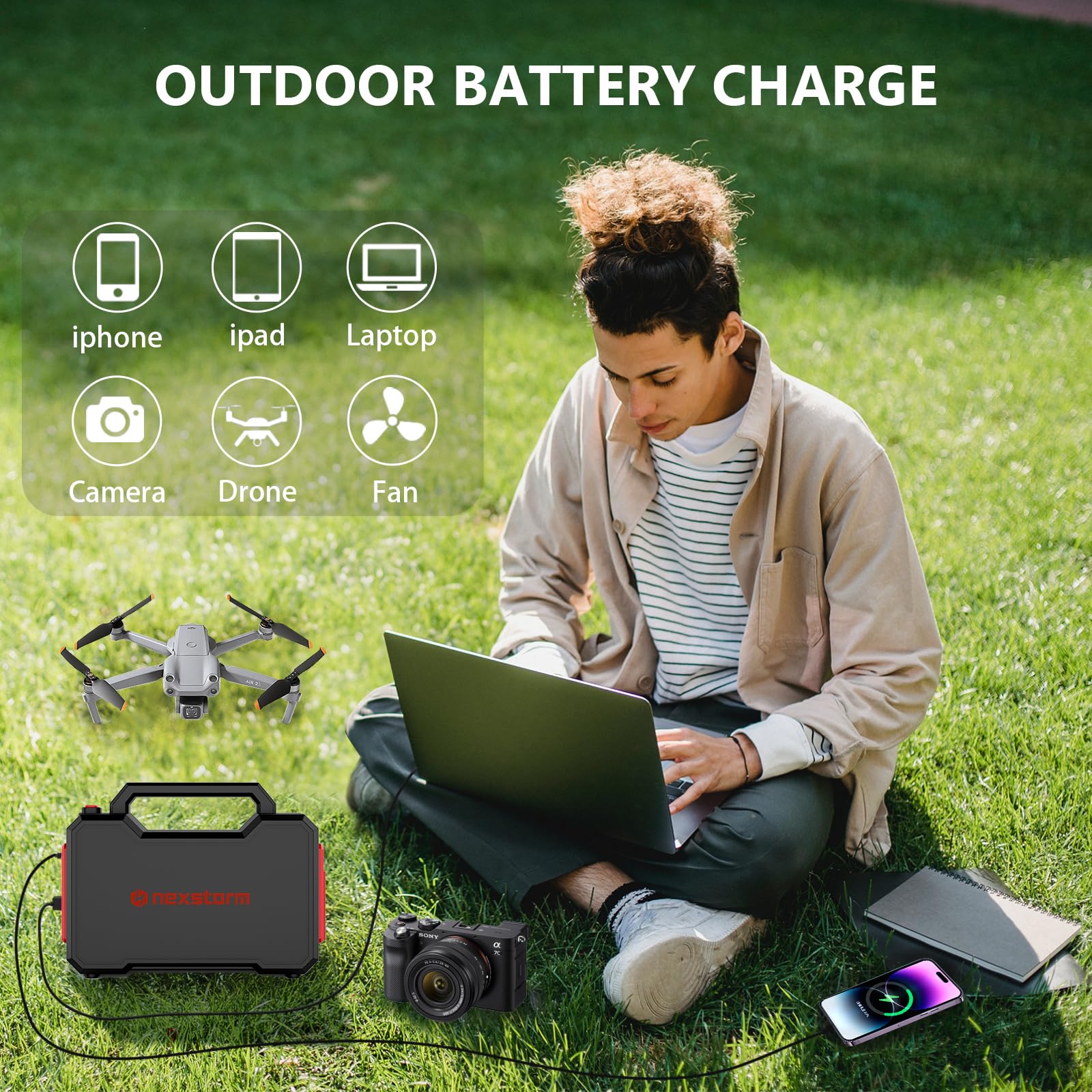 222Wh Portable Power Station, Nexstorm Solar Camping Generator 60000mAh with Flashlight Peak 300W AC Outlet DC Ports for Home Camping Emergency Backup Supply Laptop CPAP