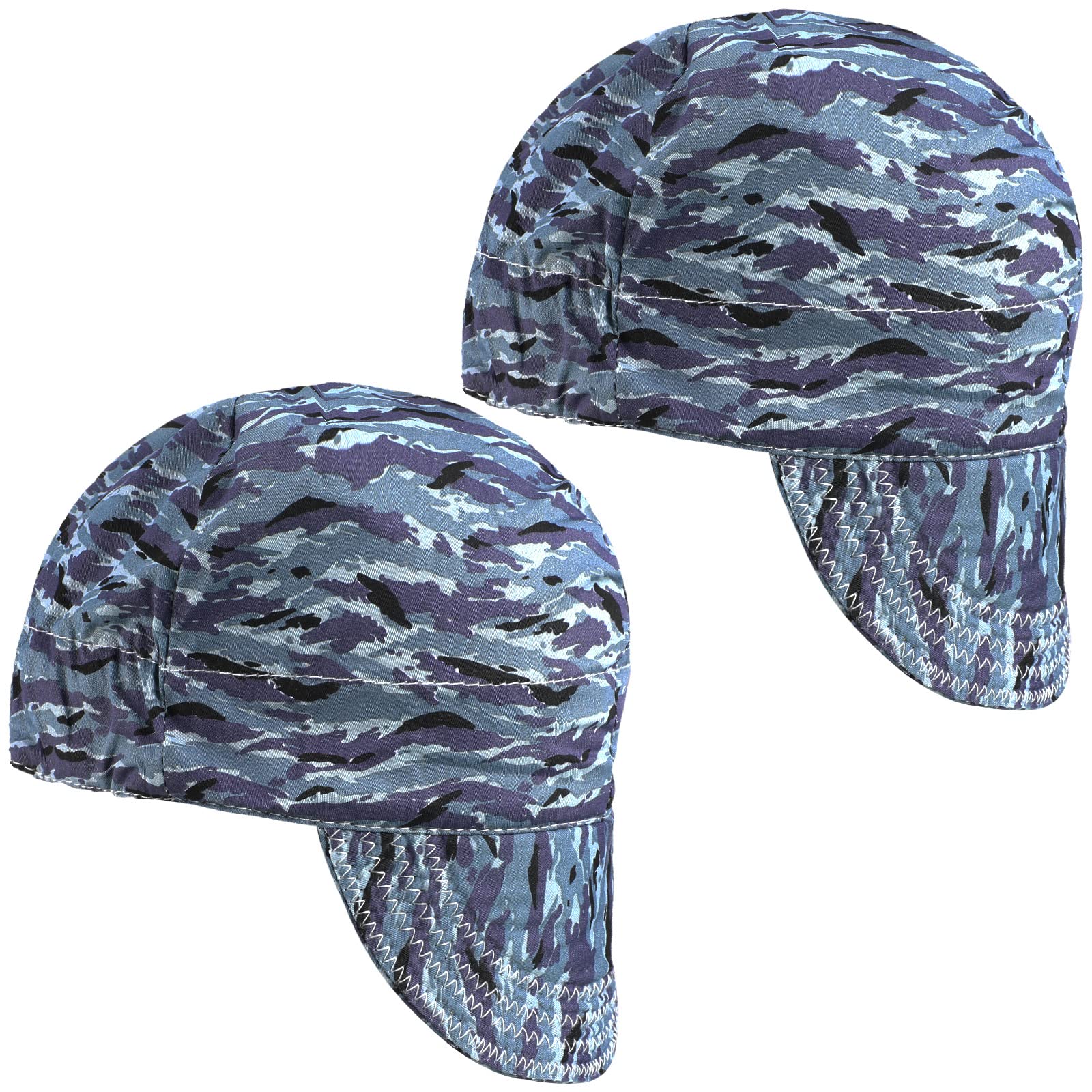 2 Pcs Welding Cap Flame Resistant Cotton Welding Hat Mesh Inside Liner for Welders Caps Elastic Low Crown for Welder Electrician Gas Station Matched with Most Welding Helmet (Camouflage Style)