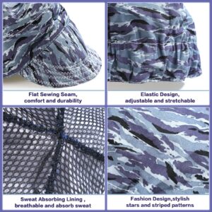 2 Pcs Welding Cap Flame Resistant Cotton Welding Hat Mesh Inside Liner for Welders Caps Elastic Low Crown for Welder Electrician Gas Station Matched with Most Welding Helmet (Camouflage Style)