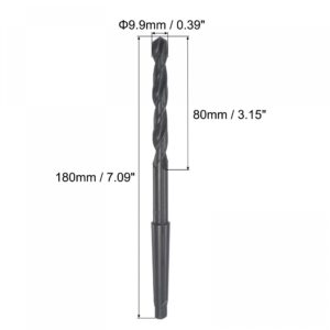 uxcell 9.9mm Twist Bit Jobber Drill Bit with MT1 Morse Taper Shank, 80mm Flute Length High-Speed Steel Black Oxide Taper Shank Drill Bits