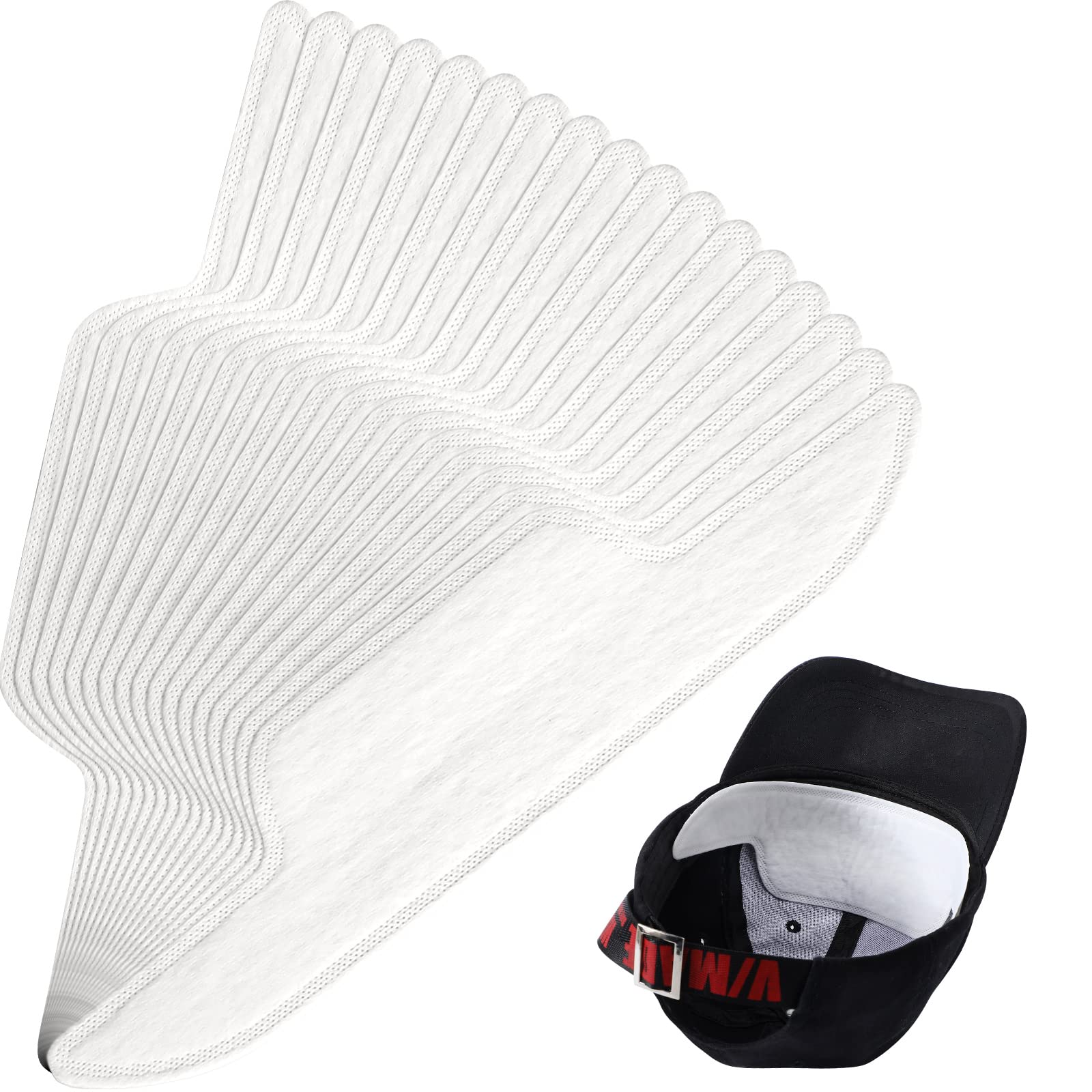 100 Pcs Hat Sweat Liner Golf Absorbent Sweat Pad Prevents Stains Odor Soft Hat Sweat Protector Disposable Hard Hat Sweatband Preservation Sticky Sweat Liner for Men Women Baseball Hat from Makeup