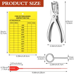 Monthly Fire Extinguisher Inspection Tags Set Including 2023-2026 Maintenance Tags Plastic Tamper Seals Fire Extinguisher Pull Pins Numbered Security Tags with Handheld Hole Puncher (76 Pieces)