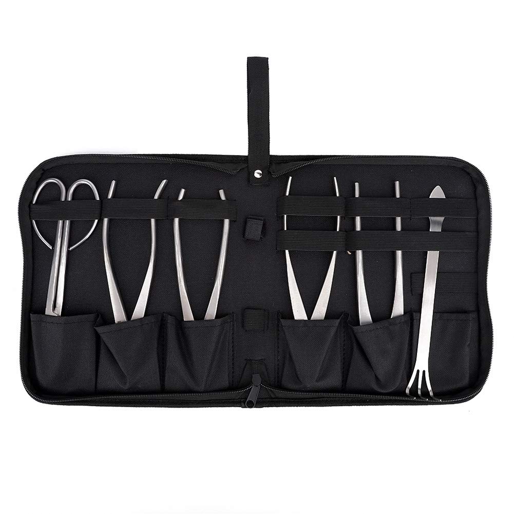 Bonsai Tool Set, 6 Pieces Bonsai Bonsai Tree Tool Kit Stainless Steel with Storage Bag Starter Trimming Care Kit Garden Cutting Tools for Loosen Soil Cutting Leaves