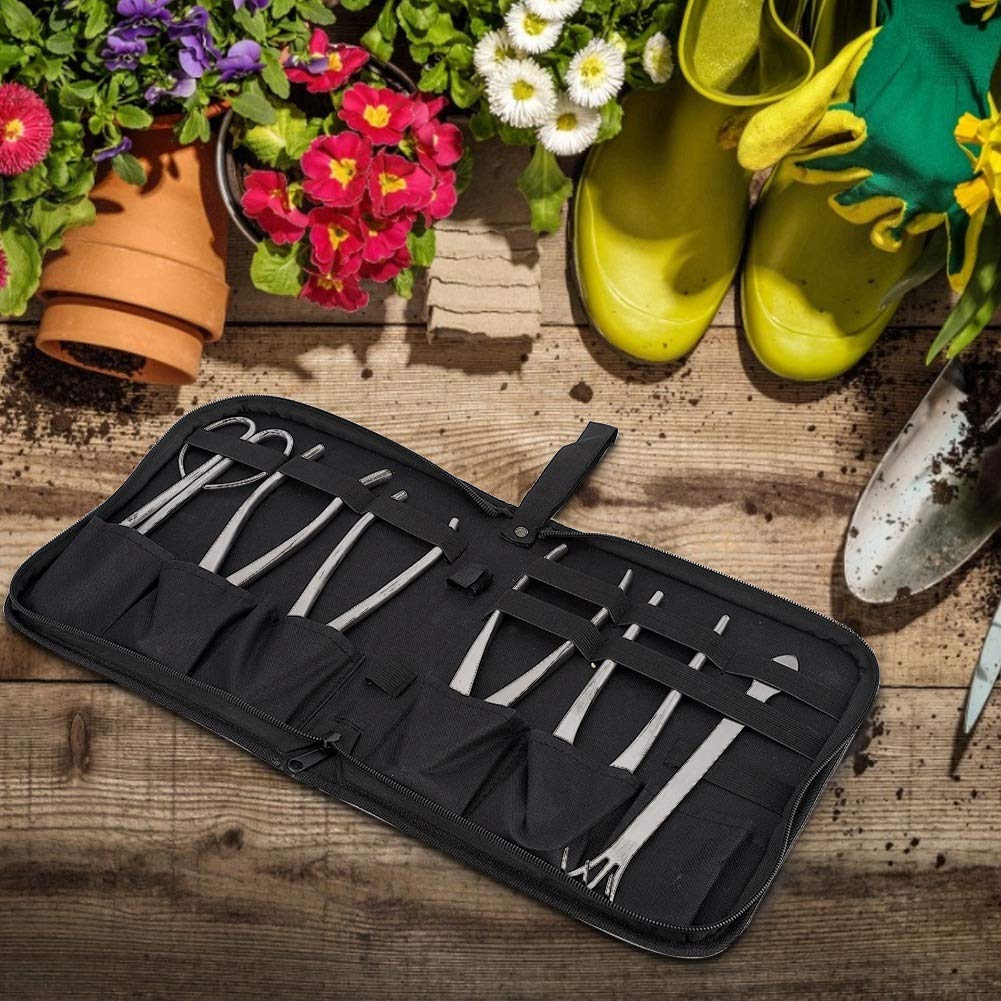 Bonsai Tool Set, 6 Pieces Bonsai Bonsai Tree Tool Kit Stainless Steel with Storage Bag Starter Trimming Care Kit Garden Cutting Tools for Loosen Soil Cutting Leaves