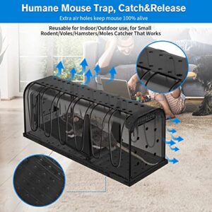 HiAnifri Mouse Trap， Humane Catch and Release Mice Trap Indoor Outdoor for Home No Kill, Mouse Traps Live Rat Traps Indoor for Home 3-mouse trap