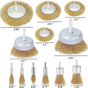 Wire Brush Wheel Cup Brush Set,12 Pack Coarse Crimped 1/4 Inch Shank Wire Wheel for Drill Attachment