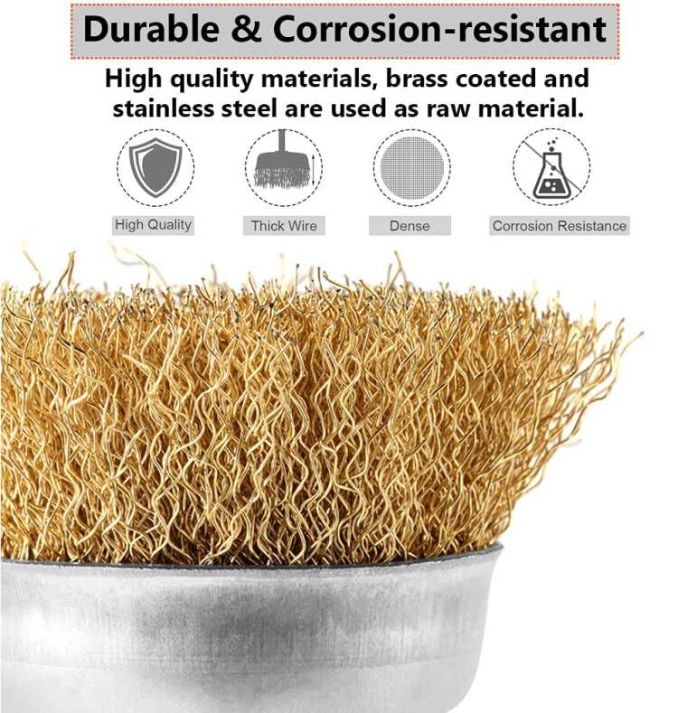 Wire Brush Wheel Cup Brush Set,12 Pack Coarse Crimped 1/4 Inch Shank Wire Wheel for Drill Attachment