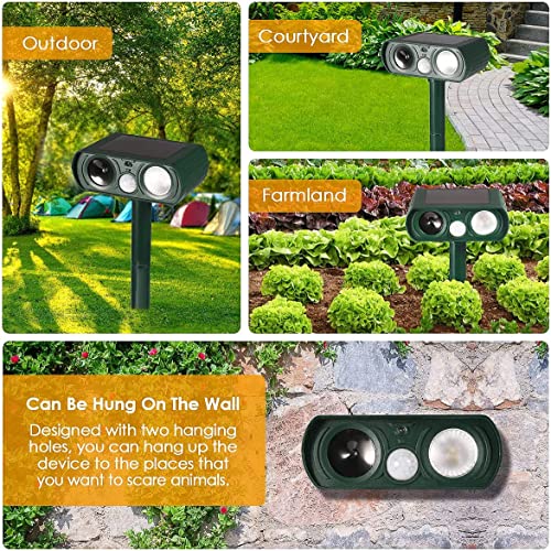 Solar Ultrasonic Animal Repeller, Outdoor Animal Repeller with Motion Sensor, Outdoor Squirrel Snake Raccoon Deer Mouse Repellent for Farm & Yard & Garden & Lawn (14.7inch-510)