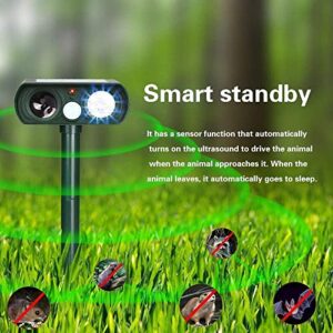 Solar Ultrasonic Animal Repeller, Outdoor Animal Repeller with Motion Sensor, Outdoor Squirrel Snake Raccoon Deer Mouse Repellent for Farm & Yard & Garden & Lawn (14.7inch-510)