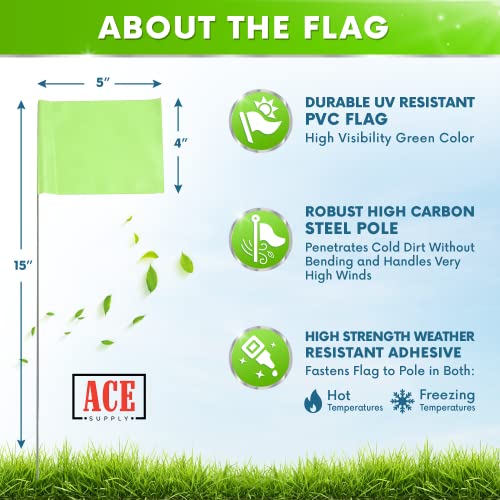 Lime Marking Flags 100 Pack - 4x5-Inch Marker Flags - 15-Inch Wire - Small Yard Flags Marking Flags for Lawn, Irrigation Flags, Lawn Flags Markers, Landscape Flags, Survey Flags, Sprinkler Flags