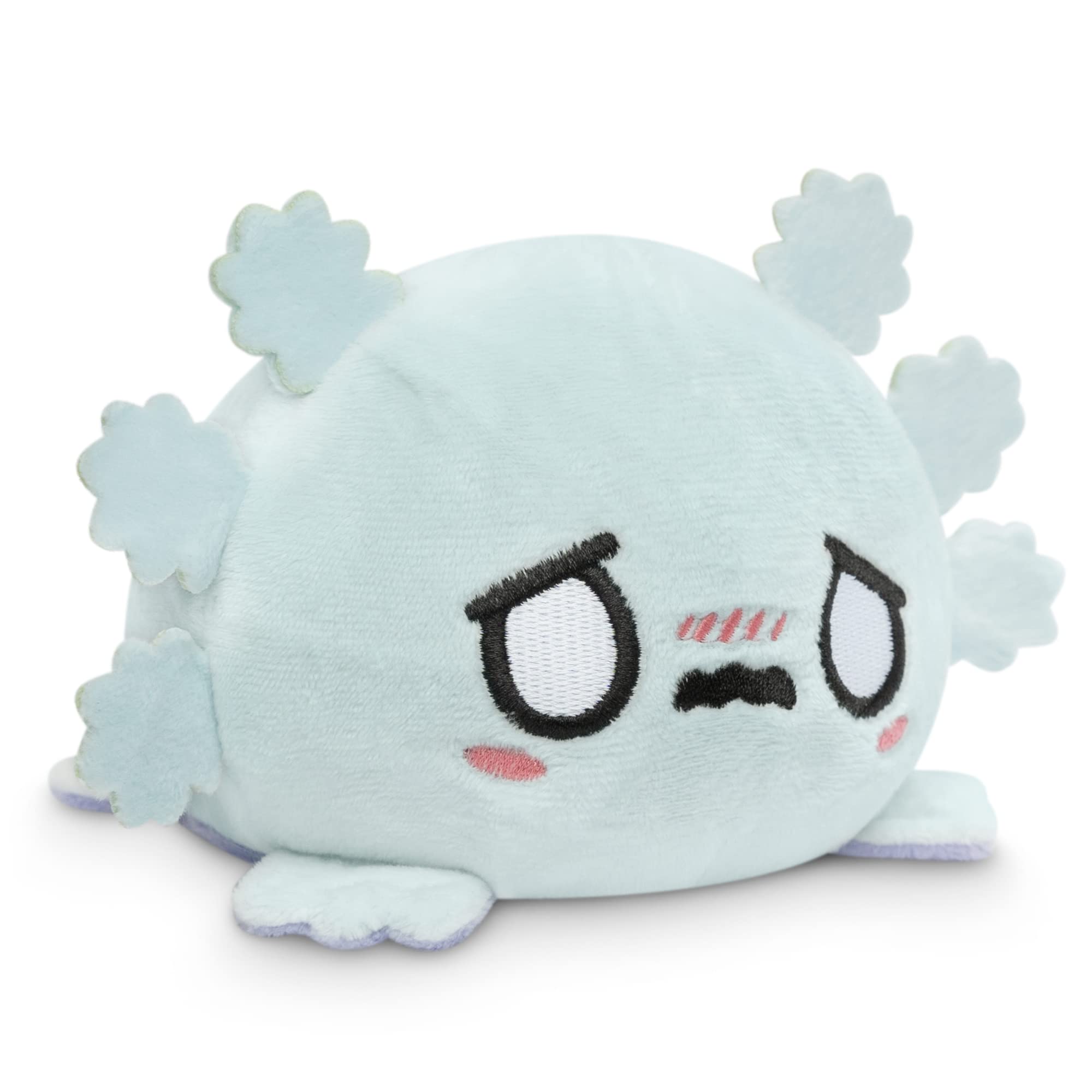 TeeTurtle - The Original Reversible Axolotl Plushie - Light Blue + Purple - Cute Sensory Fidget Stuffed Animals That Show Your Mood