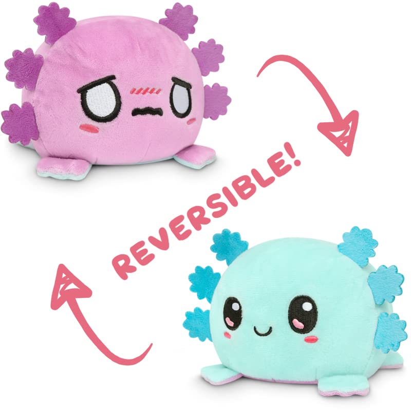 TeeTurtle - The Original Reversible Axolotl Plushie - Light Blue + Purple - Cute Sensory Fidget Stuffed Animals That Show Your Mood