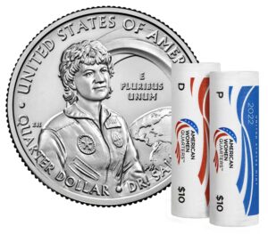 2022 p, d dr. sally ride, american women quarter series 2 roll set uncirculated