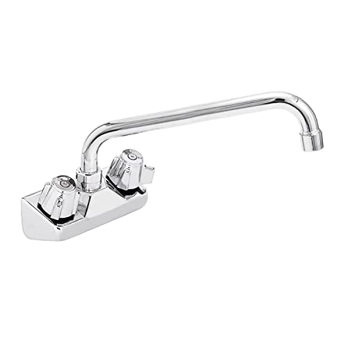 AmGood Wall Mount Kitchen Sink Faucet | 12" Swivel Spout | 4" Center | NSF | Commercial Kitchen Utility Laundry