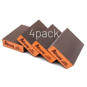 Afruxy 4 Pack Extra Fine Sanding Block, Washable and Reusable Sanding Sponge for Wood Drywall Metal Glasses Coarse/Medium/Fine/Superfine in 60/80/120/220 Grit Sandpaper Block Sand Paper Brick