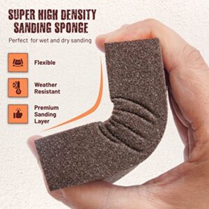 Afruxy 4 Pack Extra Fine Sanding Block, Washable and Reusable Sanding Sponge for Wood Drywall Metal Glasses Coarse/Medium/Fine/Superfine in 60/80/120/220 Grit Sandpaper Block Sand Paper Brick