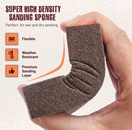 Afruxy 4 Pack Extra Fine Sanding Block, Washable and Reusable Sanding Sponge for Wood Drywall Metal Glasses Coarse/Medium/Fine/Superfine in 60/80/120/220 Grit Sandpaper Block Sand Paper Brick