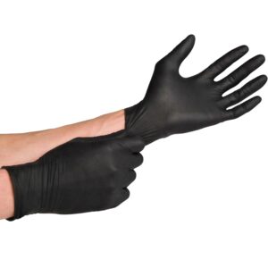 PENTAGON SAFETY EQUIPMENT 7 Mils Black Nitrile Disposable Gloves | Large (L) | 100 Pack | Latex Free | Powder Free