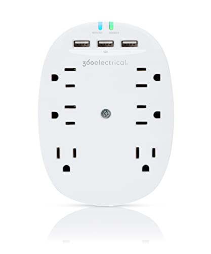 360 Electrical Studio 4.8 6-Outlet Surge Tap w/ 4.8A 3-Port USB and 1080 Joules of Surge Protection